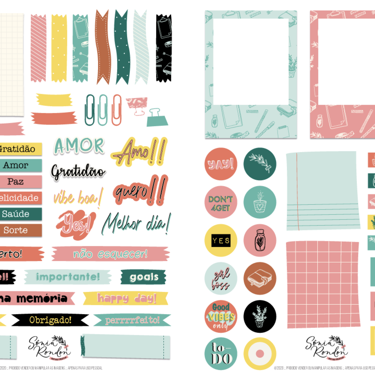[FREEBIE] Adesivos para Bujo, Planner ou Potinho de Memórias 2020 • Sônia Rondon